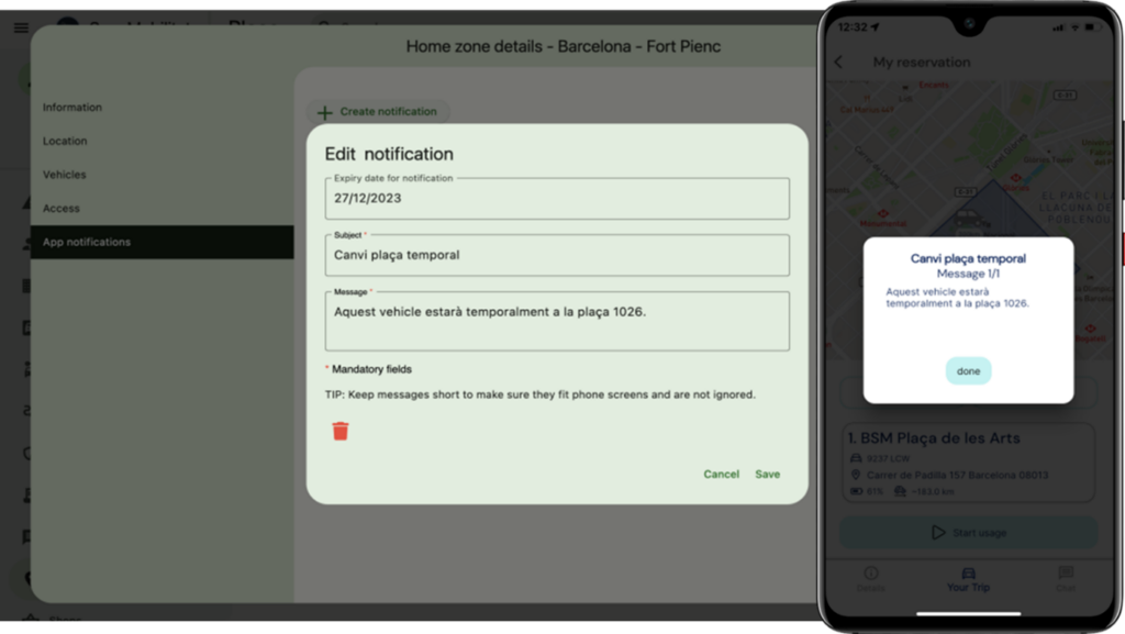 The Mobility Factory | What is new in the App: In-App Notification